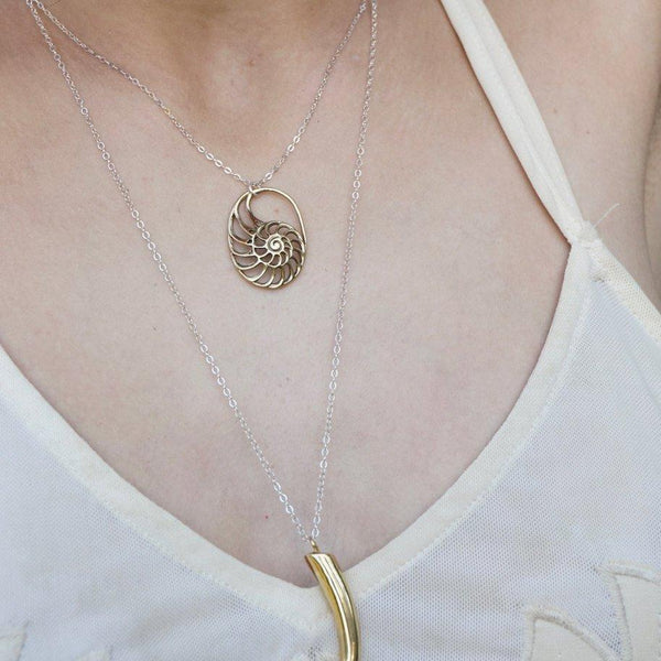 Nautilus Necklace - Ammonite Pendant - Fibonacci Spiral - Sea Shell Ne ...
