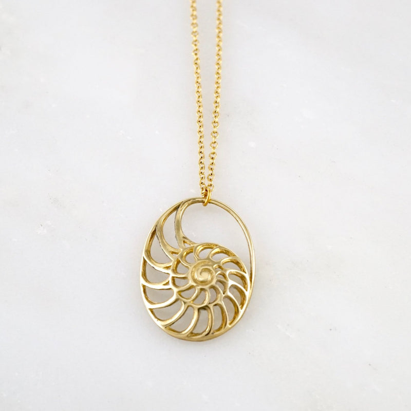 Nautilus Necklace - Ammonite Pendant - Fibonacci Spiral - Sea Shell Ne ...